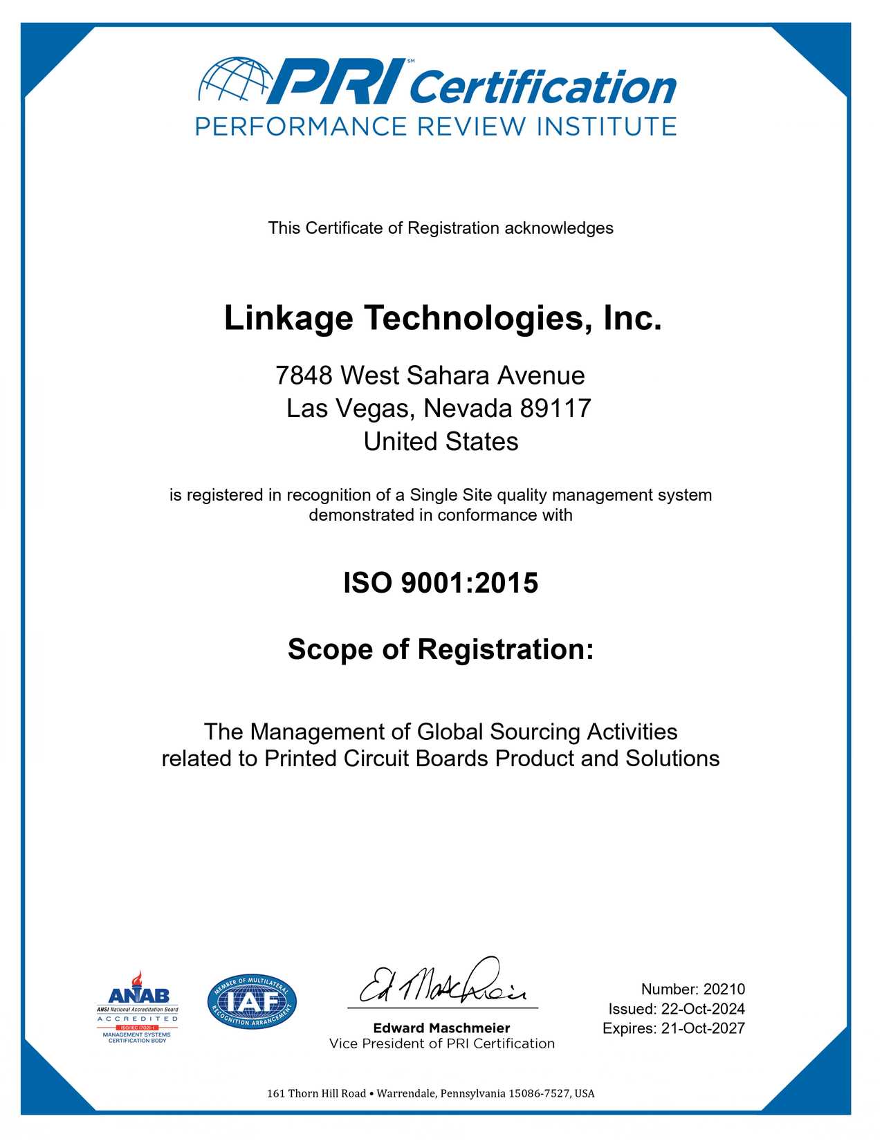 Linkage Technologies is committed to world class quality management by ...